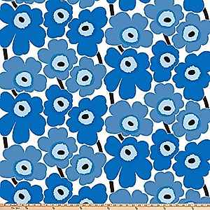 Marimekko Pieni Unikko Cotton Broadcloth Blue, Fabric by the Yard