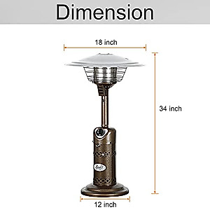 BALI OUTDOORS Portable Patio Heater, Outdoor Propane Table Top Heater, Bronze