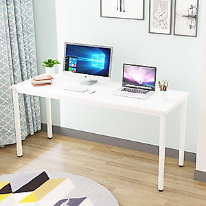 soges 63 Inch Long Computer Desk Home Office Table Writing Desk Study Table Gaming Table Computer Workstations White GCP2AC3-160WW