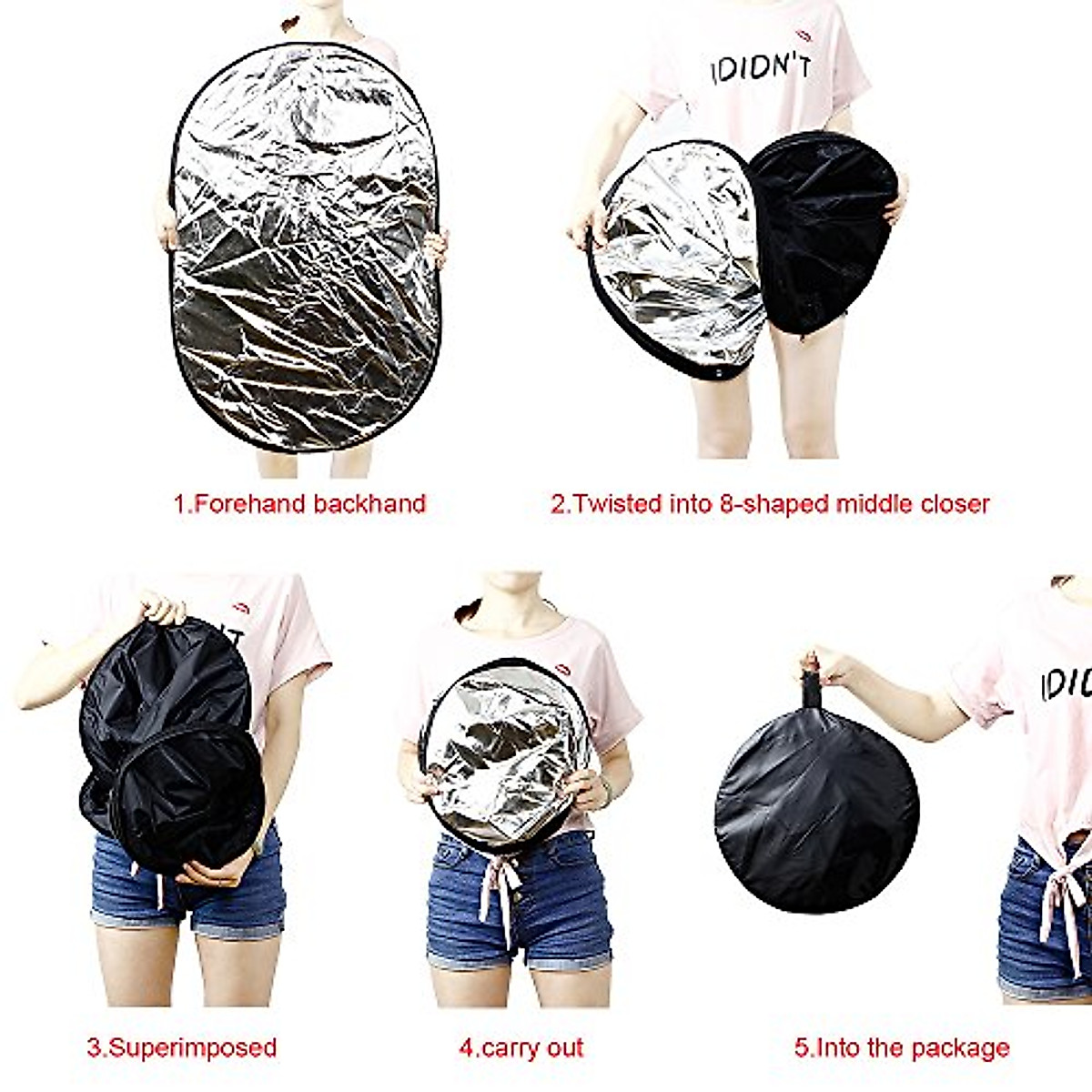 Portable Photography Silver and White Reflector Collapsible 2-in-1 Oval Reflector 23"x35" / 60x90cm Multi-Disc Light Reflector with Handle for Photo Studio Lighting & Outdoor Lighting