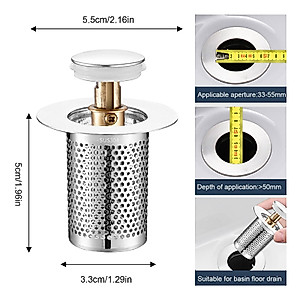 Pop Up Sink Drain Strainer, Anti Clogging Bathtub Drain Stopper, Drain Plug Stopper, Sink Drain Stopper, Washbasin Bathtub Drain for Lavatory, Anti Clogging Bathroom Hair Catcher for Shower Drain