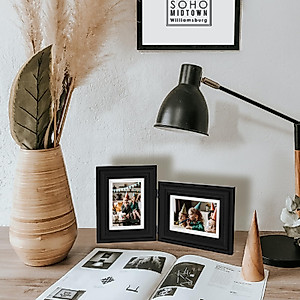 Tamolus 4x6 Double Hinged Picture Frame Folding Photo Frame Vertical and Horizontal in Distressed Farmhouse Wood Grain Pine Wood with Real Glass for Tabletop X5-MU-SH46