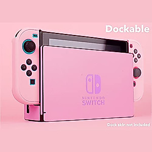 BelugaDesign Pink Puff Ball Case | Cute Kawaii Anime Pink Pastel Cover for Girls | Dockable Star Allies Forgotten Land | Compatible with Regular Nintendo Switch Standard [Video Game]
