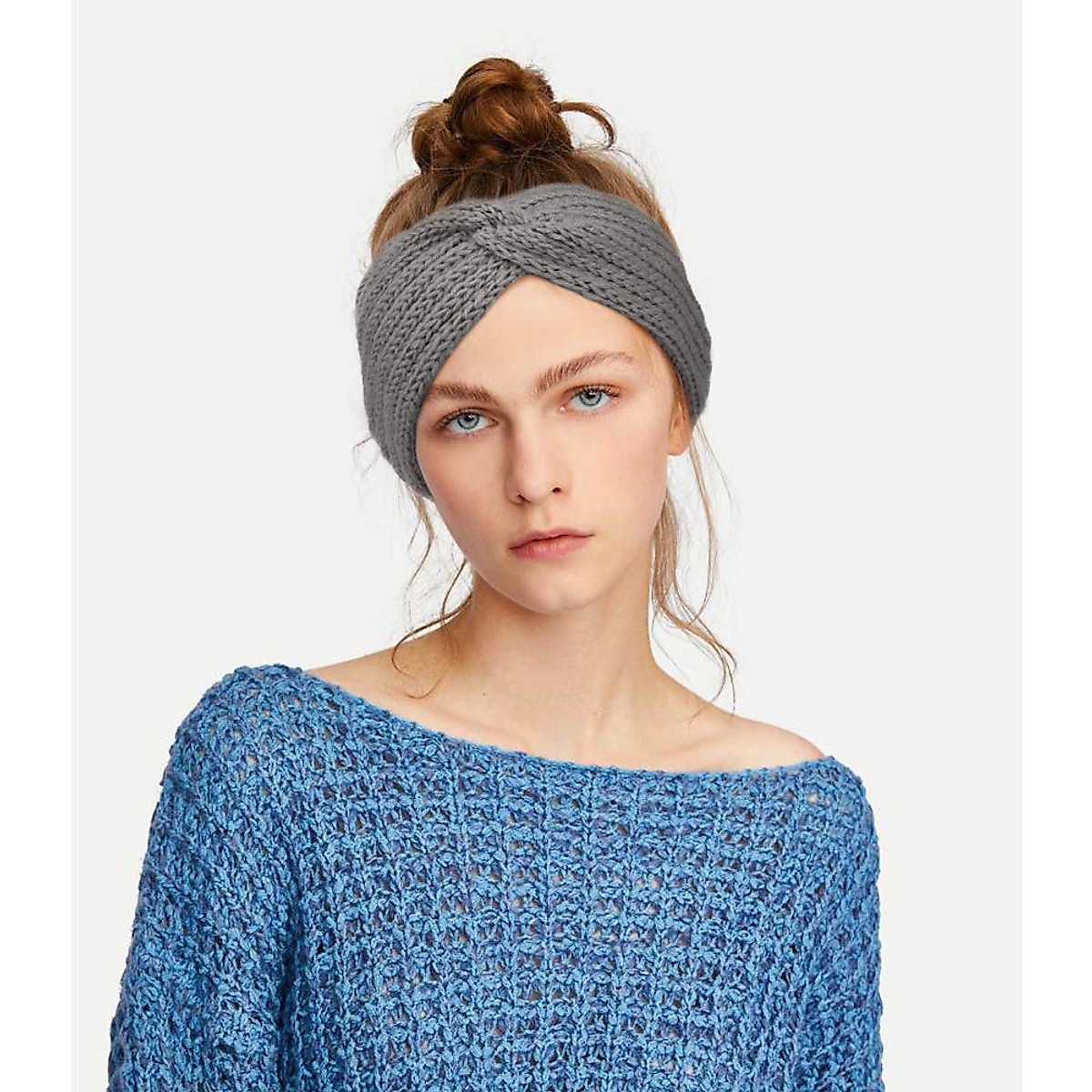 AOPRIE Knit Wide Headband for Winter 5 Pieces Women Ear Warmers Truban Headbands Thick headbands for Women Girls, Black Gray White Pink Brown