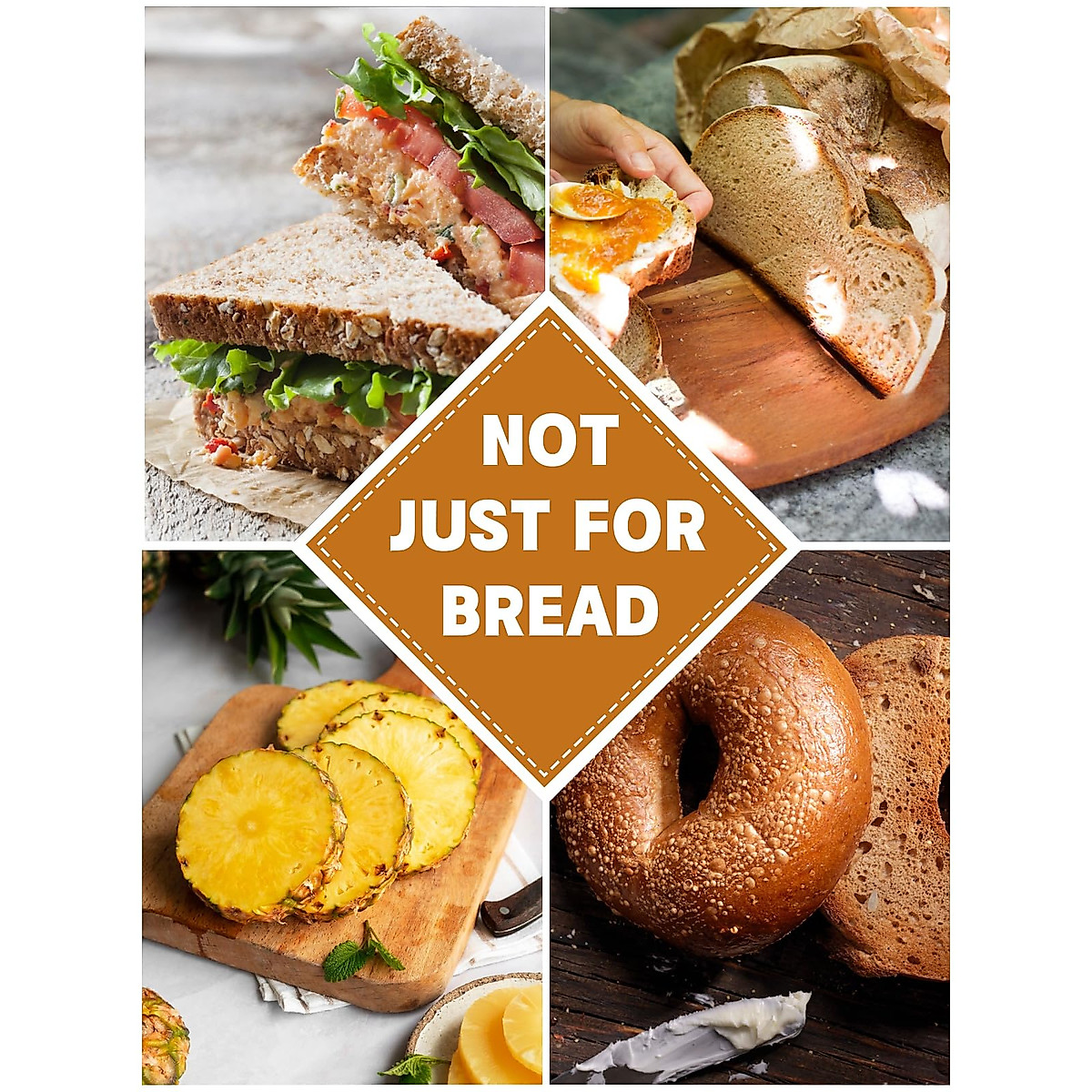 SONKONIA 15.7'' Rubberwood Bread Knife for Homemade Bread, Bread Bow Knife Slicer, Double-Sided Serration for Left & Right-Handed Use, Perfect Sourdough Cutter and Kitchen