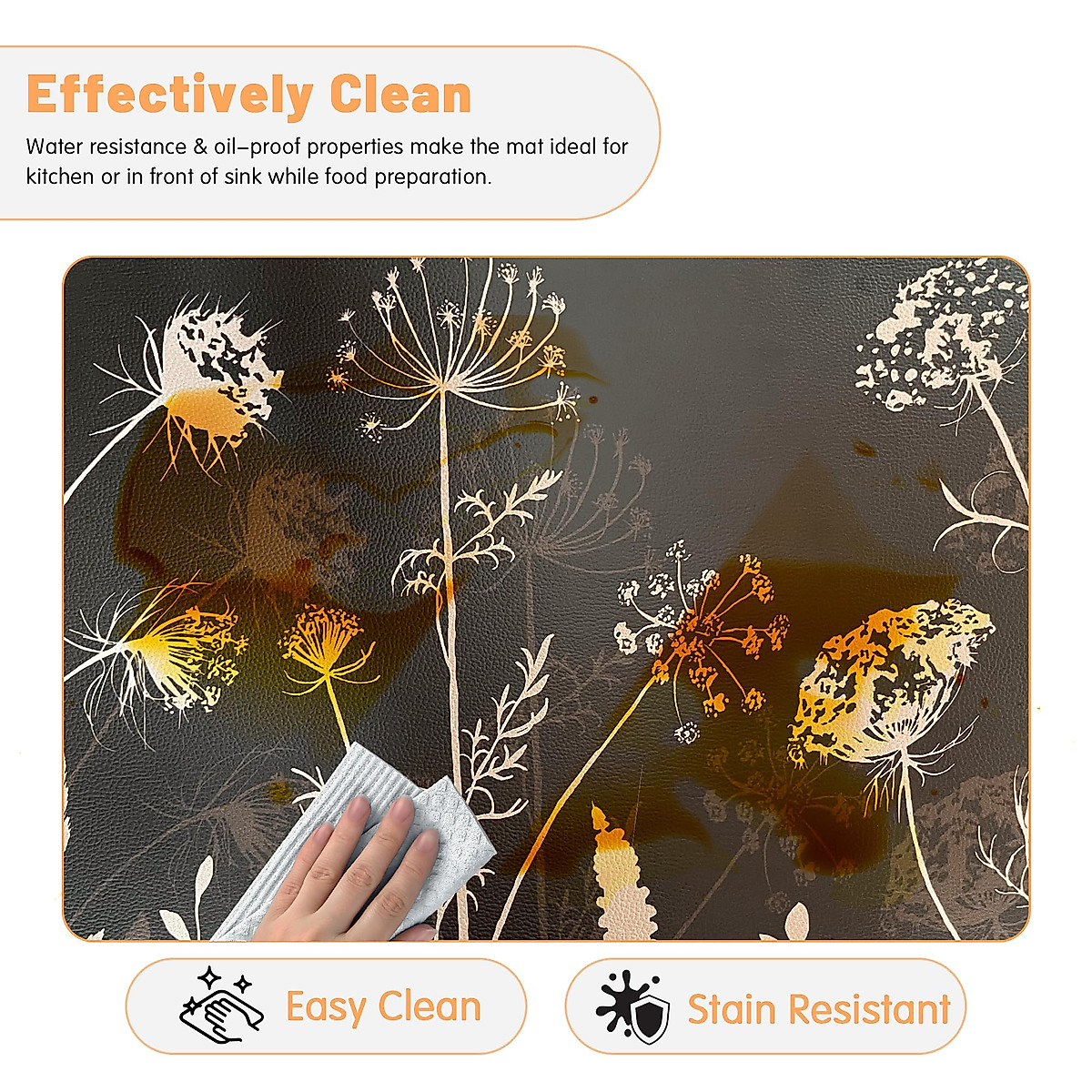 Witzest Blue Modern Kitchen Mat Cushioned Anti-Fatigue Kitchen Rug Set of 2, Non Slip Waterproof Kitchen Mat and Comfort Memory Foam Kitchen Matt Standing Stress Mat for Kitchen Floor, Sink, Corner