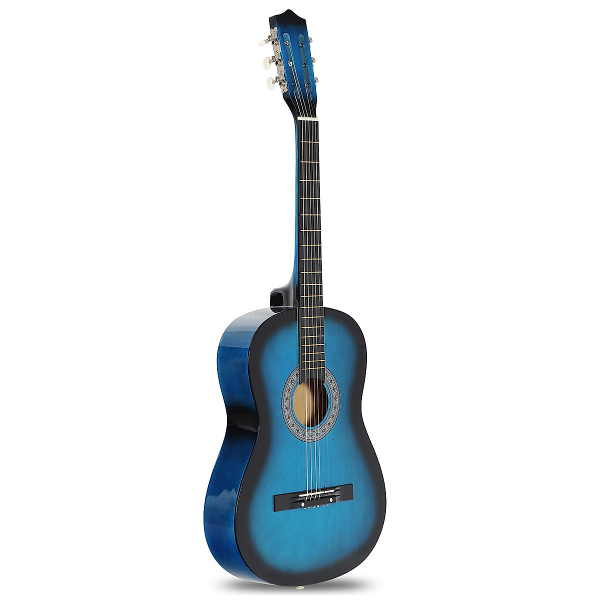 Smartxchoices 38" Kids Acoustic Guitar Bundle Kit for Starter Beginner Music Lovers, 6-String Folk Guitar with Gig Bag, Extra Set Steel Strings, Strap, Pitch Pipe and Pick (Blue)