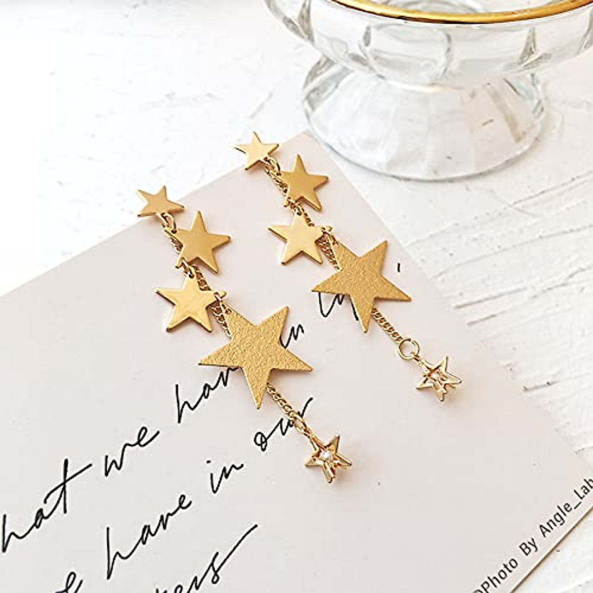 18k Gold Star Long Tassel Dangle Earrings for Women Shooting Star Earrings Meteor Lucky Star Pearl Drop Earrings Jewelry (Gold)