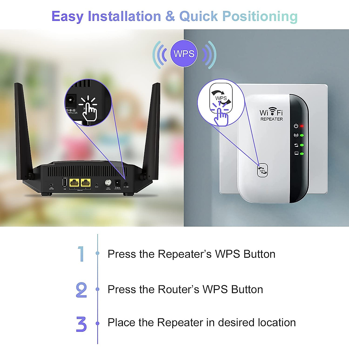 WiFi Extender Signal Booster Up to 4000sq.ft and 40 Devices, WiFi Range Extender, Wireless Internet Repeater, Long Range Amplifier with Ethernet Port, 1-Tap Setup, Access Point, Alexa Compatible
