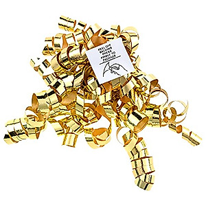 WRAPAHOLIC 12-Count Gold Self-Adhesive Curly Bows Gift Wrap Accessory - Perfect for Christmas, Birthday, Holiday, Party Favors Decorations
