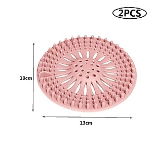 Ruluti 2pc Sink Sewer Filter Silicone Floor Drain Strainer Water Hair Stopper Bath Catcher Shower Cover Kitchen Bathroom Anti Clogging