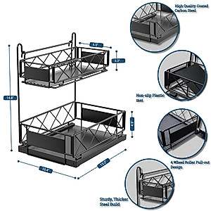 ked&buckle under sink organizers and storage, under kitchen bathroom sink organizer with pull out drawers, 2-tier under cabinet organizer and storage for Kitchen Bathroom and other living spaces.