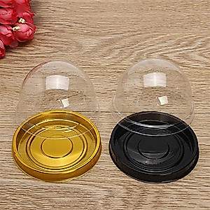 Katoot@ Gold Black Clear Plastic Mini Cupcake Boxes 50Pcs/Set Cake Packing Boxes Muffin Pod Dome Box Wedding Birthday Gifts Boxes (Gold)