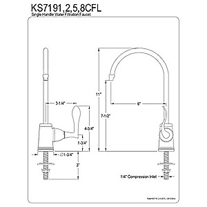 Kingston Brass Gourmetier KS7195CFL Century Single Handle Water Filtration Faucet, Oil Rubbed Bronze