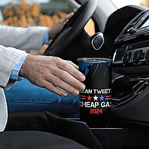 20 oz Water Bottle desantis Coffee Mug, mean tweets cheap gas 2024 Water Bottles with Straw and Lid Thermo Coffee Travel Mug Glitter Cups Gift Uncle