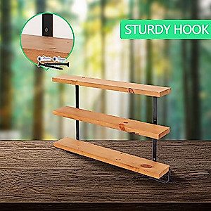 Coral Flower Industrial 3-Tier Floating Shelf with Towel Bar, Walnut