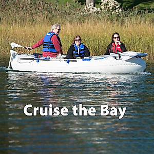 Sea Eagle SE9 Lightweight Inflatable Motormount Boat with Inflatable Floor, 5' Oar Set, Boat Bag, Electric Pump, 2 Seats Great for Boating, Motoring, Rowing, Fishing & Yacht Tending (Startup)