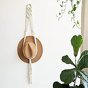 Topretty Hat Organizer 3 Pieces Boho Hats Rack Handmade Cotton Rope Woven Hat Hangers Bohemian Hat Holder for Man and Women Caps Storage Wall Display Living Room Bedroom Decor