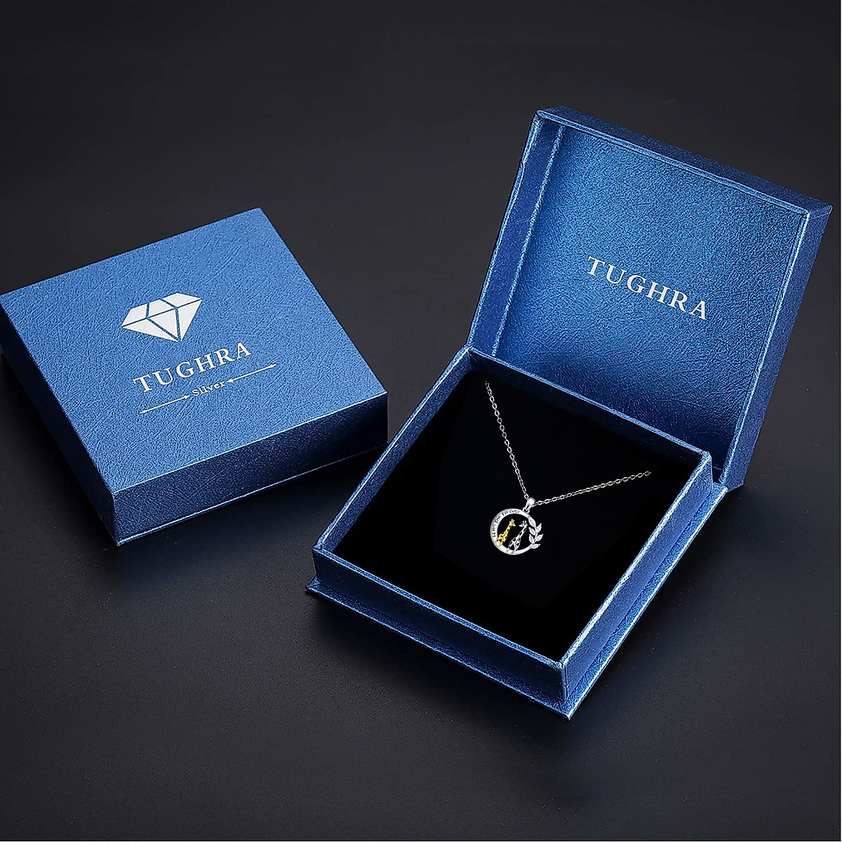 TUGHRA Giraffe Necklace 925 Sterling Silver I Love You Forever Giraffe Pendant Necklaces Xmas Jewelry Gifts for Women Daughter Mom friend Birthday Motherës Day Present