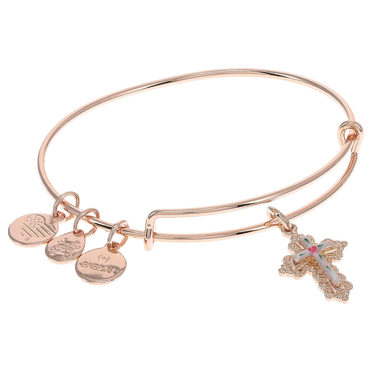 Alex and Ani AA629922Expandable Bangle BraceletSR,Floral Cross Expandable Bangle Bracelet,Shiny Rose Gold,Rose Gold, Bracelets