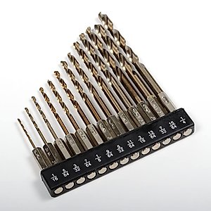 ATE Pro. USA - Cobalt Twist Drill Bit Set - 13 Pcs Hex Shank High Speed Steel for Stainless Steel, Sheet Metal, Wood, Plastic Plates, Aluminum Alloy, Quick Change, 1/16"-1/4" Professional | Industrial