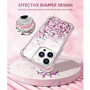 Caka for iPhone 13 Pro Max Case Glitter Women Girls with Built-in Screen Protector Bling Sparkle Liquid Quicksand Full Body Protective Case for iPhone 13 Pro Max 6.7 (Rose Gold)
