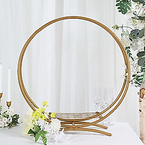 Efavormart 24" Gold Metal Double Frame Hoop Flower Table Centerpiece, Wedding Cake Display Stand