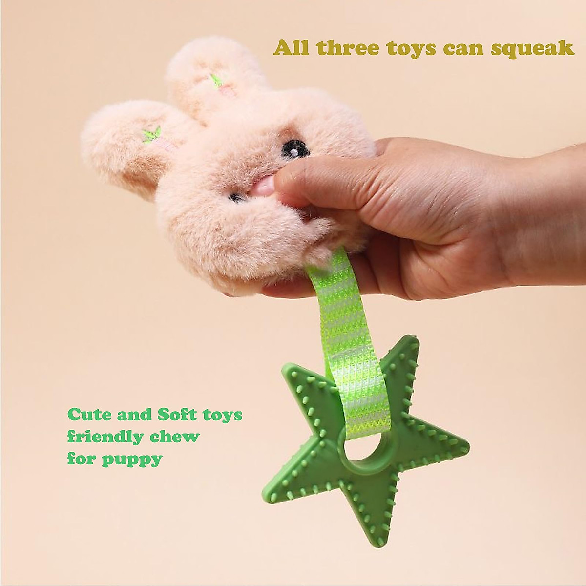 Volacopets Puppy Toys for Teething, Cute Little Puppy chew Toys for Boredom, Dog Squeaky stimulating teether Toy for Small Breed, Interactive Puppy Chewing Toys