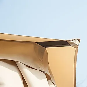 Outsunny 13' x 13' Patio Gazebo, Double Roof Hexagon Outdoor Gazebo Canopy Shelterwith Netting & Curtains, Solid Steel Frame for Garden, Lawn, Backyard and Deck, Beige
