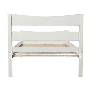 SOFTSEA Twin Size Platform Bed Frame, Wood Kid's Bed Frame with Headboard and Footboard, Mattress Foundation No Box Spring Needed (White)