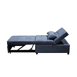 TRIPLE TREE Sleeper Sofa Bed,Convertible Pull Out Single Sleeper Bed with Adjustable Backrest,Multi-Function Futon Sofa Couch for Compact Space, Bonus Room, Studio, Office,Dark Gray