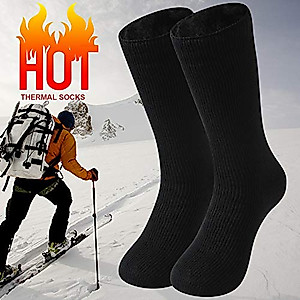 Winter Warm Thermal Socks Women, Three street Heavy Thermal Thick Heat Trapping Insulated Boot Comfortable Warm Outdoor Clothes Socks for Skiing Extreme Cold Weather Socks Valentines Gift 1 Pair Black