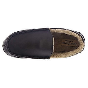 Deer Stags Men's Spun Slipper, Black Faux Leather, US Men's 16 Med