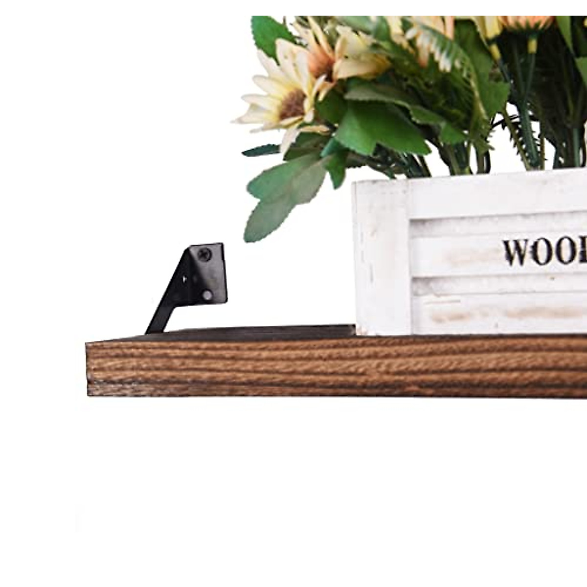 IKJZIZP Rustic Floating Shelves for Wall Decor Wood Wall Shelves for Bedroom Living Room Set of 5 Carbonized Black