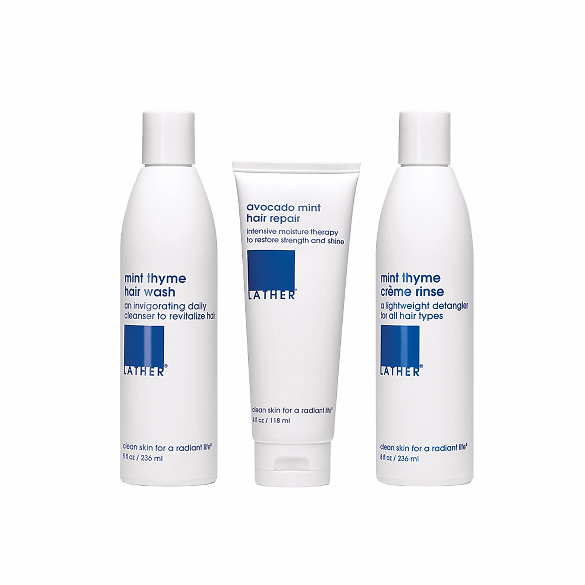 LATHER Appoint-Mint - Gentle Daily Moisturizing Shampoo, Detangler Conditioner & Leave-In Conditioning Mask Set - Sulfate-Free for All Hair Types