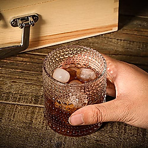 cosnou Mini Rock Glasses, 6.5 oz（200ml） Hobnail Drinking Glasses Set 6, Embossed Vintage Glassware Set for Beer, Cocktail, Soda, Beverage Clear