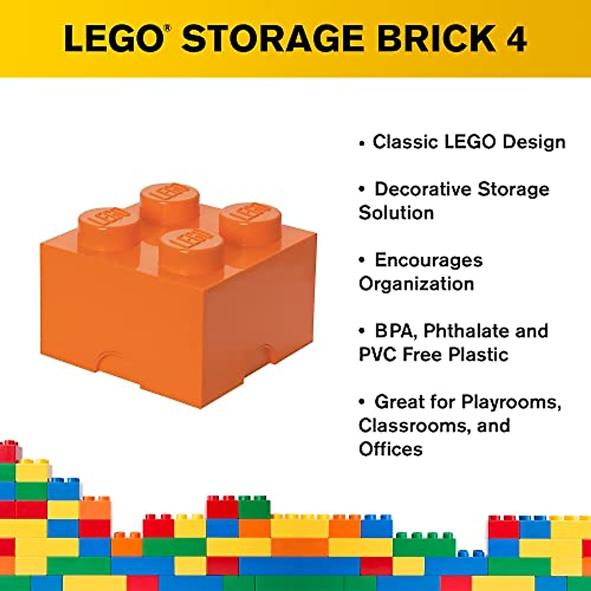 Lego Storage Brick 4 Orange