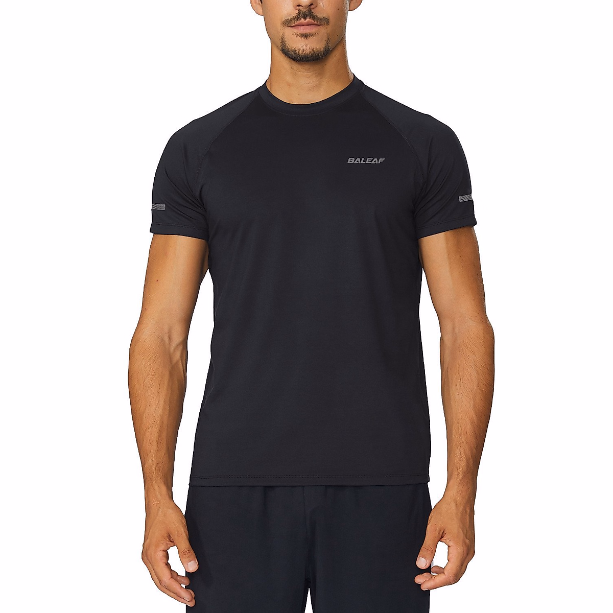 BALEAF Men's Running Shirts Workout Short Sleeve Athletic Gym T-Shirt Quick Dry Black M