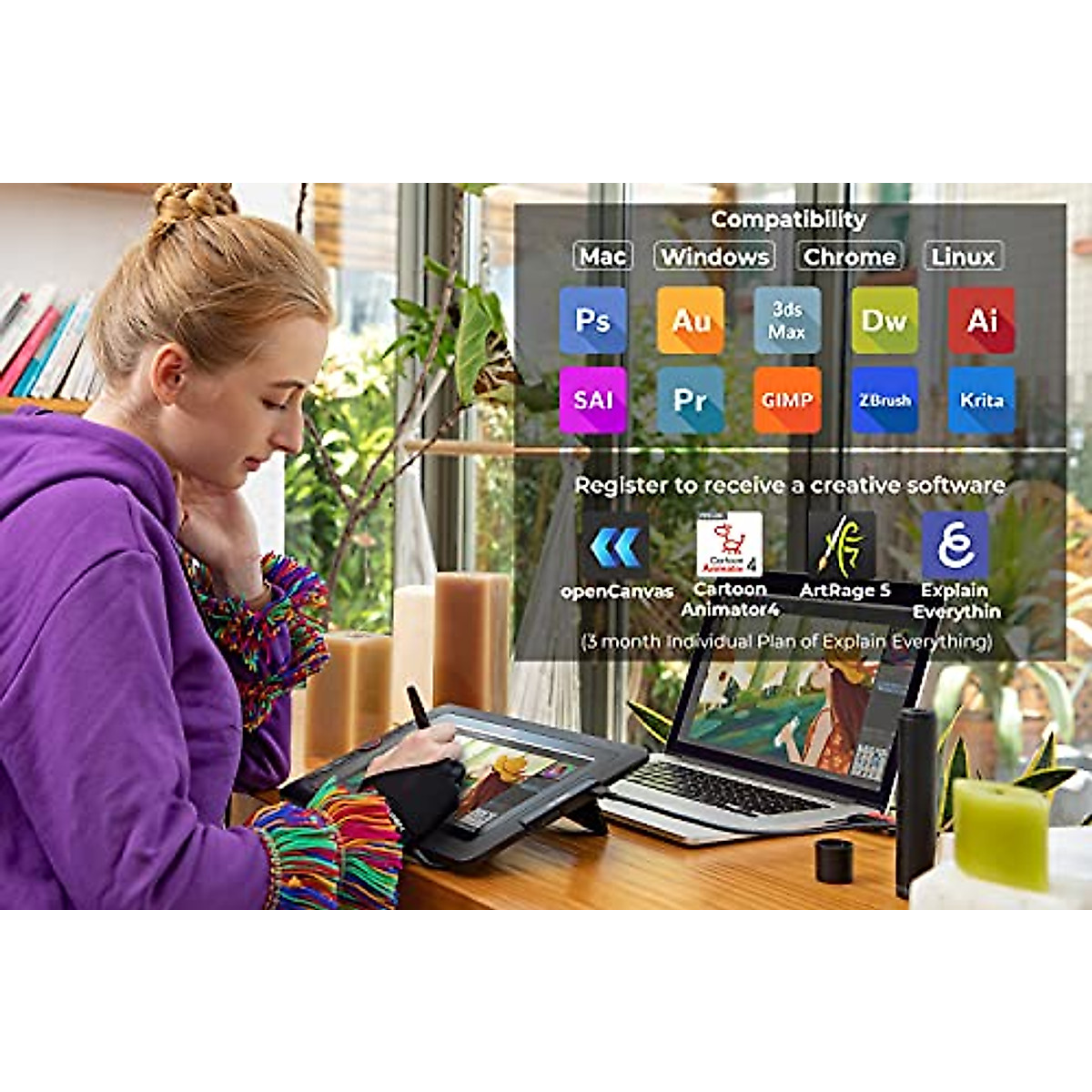 XPPen Artist12 Pro 11.6" Drawing Tablet with Screen Pen Display Full-Laminated Graphics Tablet with Tilt Function Battery-Free Stylus and 8 Shortcut Keys(8192 Levels Pen Pressure and 72% NTSC)
