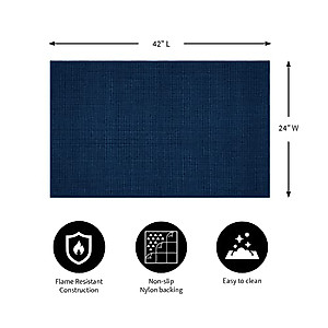 Plow & Hearth Dalton 2x3'6" Fireproof Hearth Rug | Navy | Wool Blend Fireplace Mat | Hearth Rugs for Fireplaces Fire Resistant | Protect Hardwood Floor and Carpet from Sparks and Embers Wood Stove