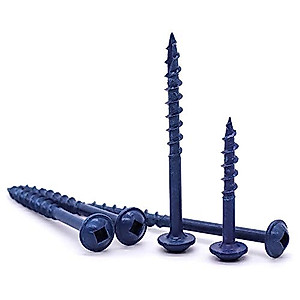 #8 x 2 Pocket Screws Square Drive Washer Head Self Tapping Screws Wood Screws, Blue-Kote Finish, Coarse Thread, Pack of 100