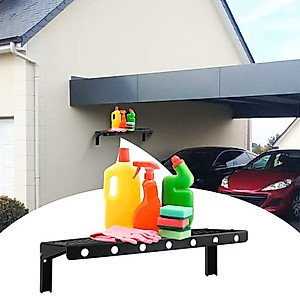 Sedesbon Floating Wall Shelves Set of 2, Black Floating Shelves,Wall-Mounted Bookshelf,Mesh Panel, Used in Living Room, Kitchen, Bathroom ，Garage,Folding with Hooks.