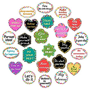 STOBOK 24PCS Confetti Positive Sayings Accents,9 inches x 9 inches Removable Back to School Sign Stickers with Adhesive Tape for Classroom,Kids Home Encouragement Decoration
