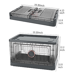 richang 5 Pack 38L closet organizers and storage Lidded Collapsible Storage Bins Folding Plastic Stackable Utility Crates foldable storage container storage box Grey