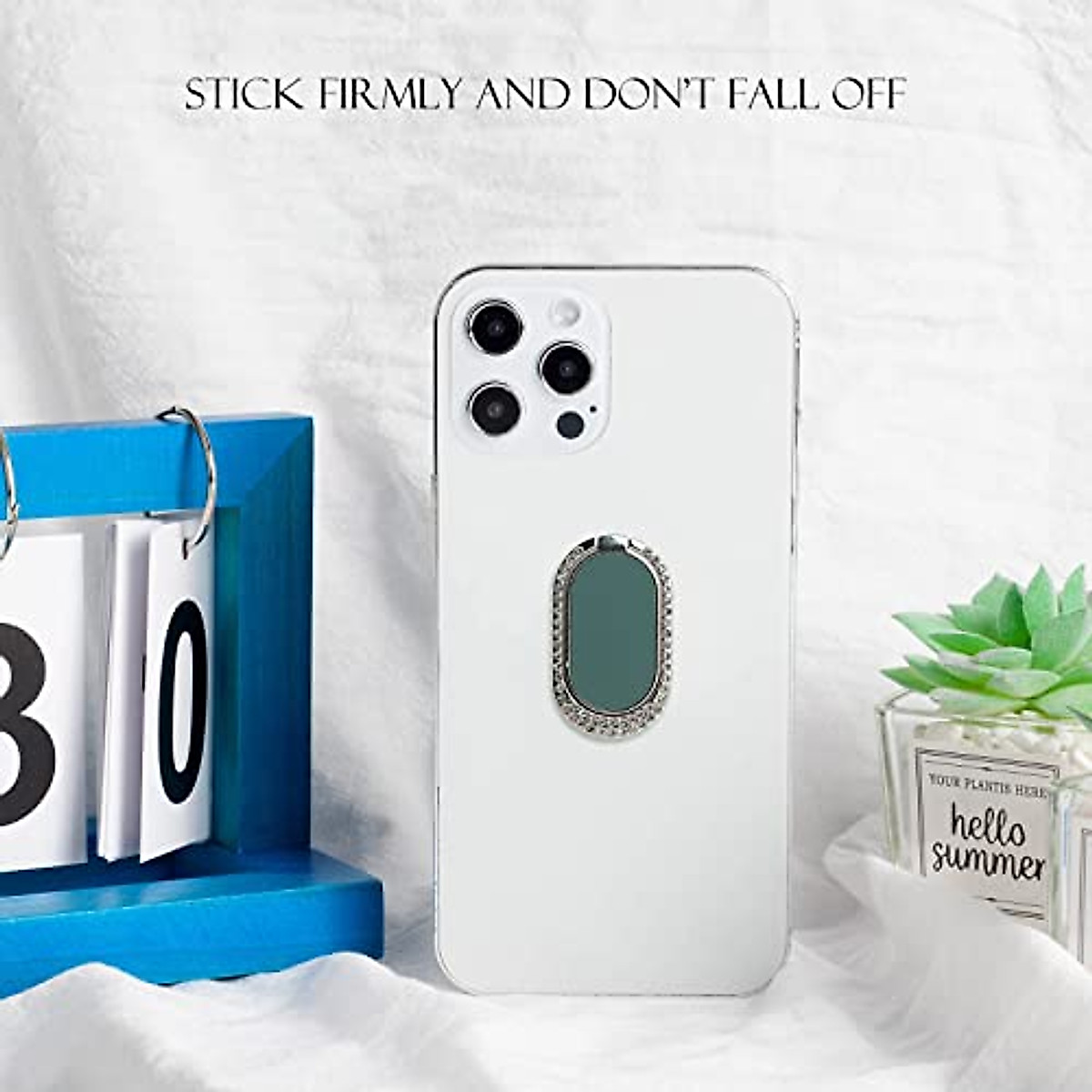 [2 Packs] Diamond-Encrusted Baked Enamel Glitter Bling Bling Phone Ring Holder, Sparkle Phone Ring Grip Artificial Diamond Stand,Rhinestone Cell Finger Ring for Phones,Pad