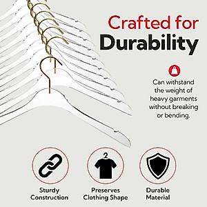 YG Living Clear Acrylic Hangers with Gold Hooks - 15 Pack - Hangers for Shirts - Clothing Hangers for Closet or Dorm - Heavy Duty Hangers to Hang Coats, Suits, Jackets - Coat Hanger with Notches