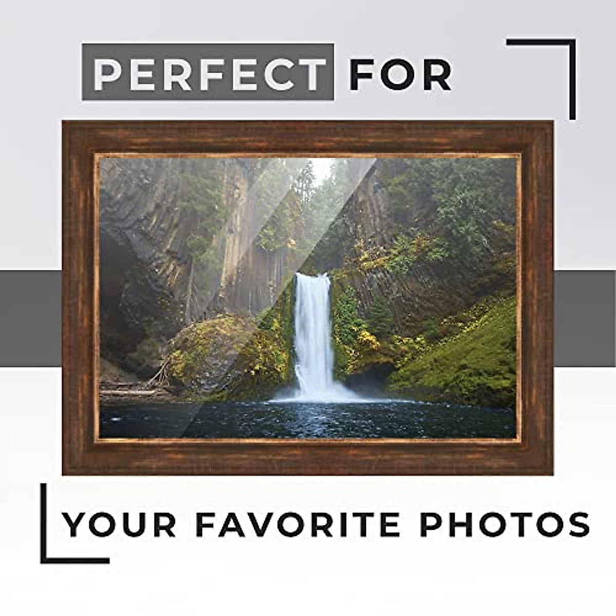 24x40 Frame Gold Real Wood Picture Frame Width 1.5 Inches | Interior Frame Depth 0.5 Inches | Garrett Modern Photo Frame Complete with UV Acrylic, Foam Board Backing & Hanging Hardware