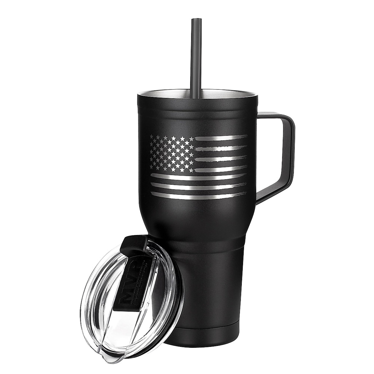 Military Veteran Products American Flag 30oz Stainless Steel Tumbler with Handle - Double Wall Vacuum Insulated Coffee Mug for Cold and Hot Drinks - Flag 30oz Handle Tumbler