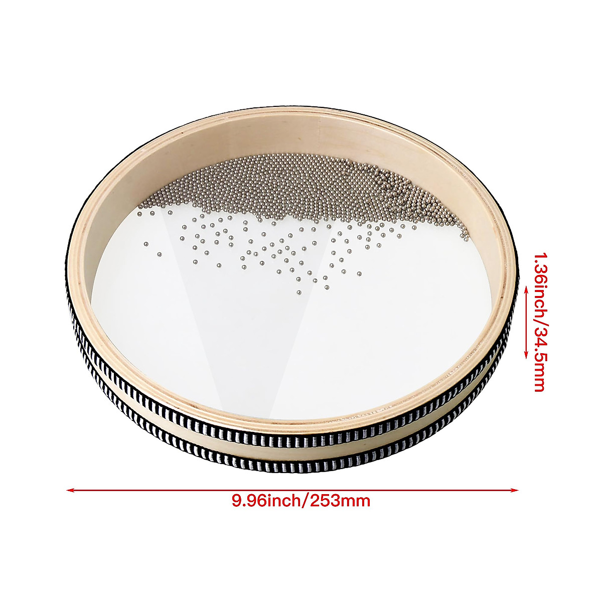 Yibuy Wave Bead Ocean Drum Musical Instrument Percussion Sea Sound Drum Instrument 10 inch Natural Color