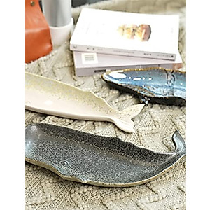 SEINHIJO Cearmic Candy Dish Cookie Plates Nuts Bowl Jewelry Tray Dolphin Gifts Sculpture Home Decor 11.5 inch